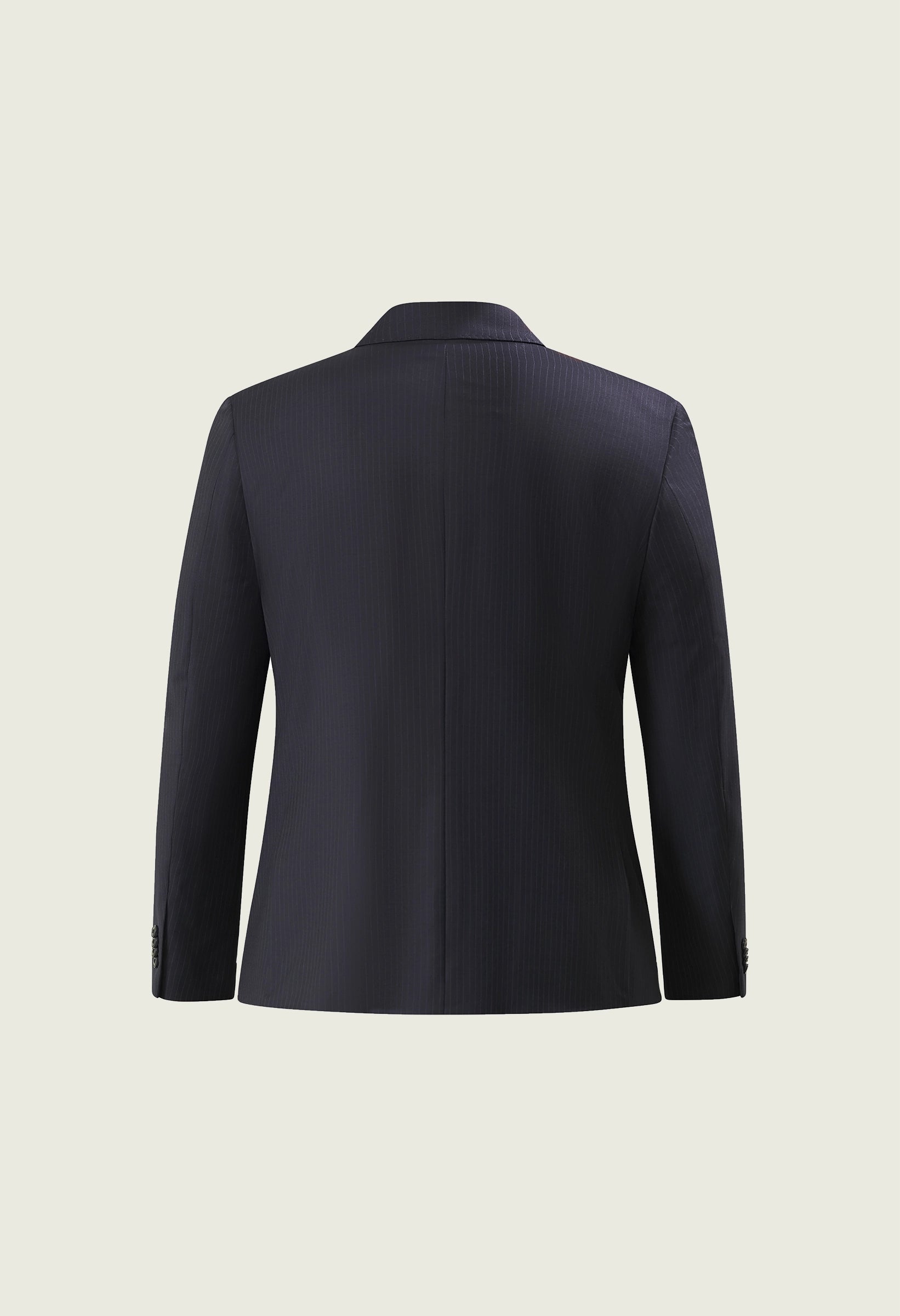 Blue pinstriped suit in comfort fit stretch wool | Angelico
